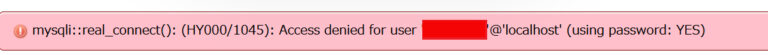 【phpmyadmin】エラー：mysqli::real_connect(): (HY000/1045): Access denied for ...